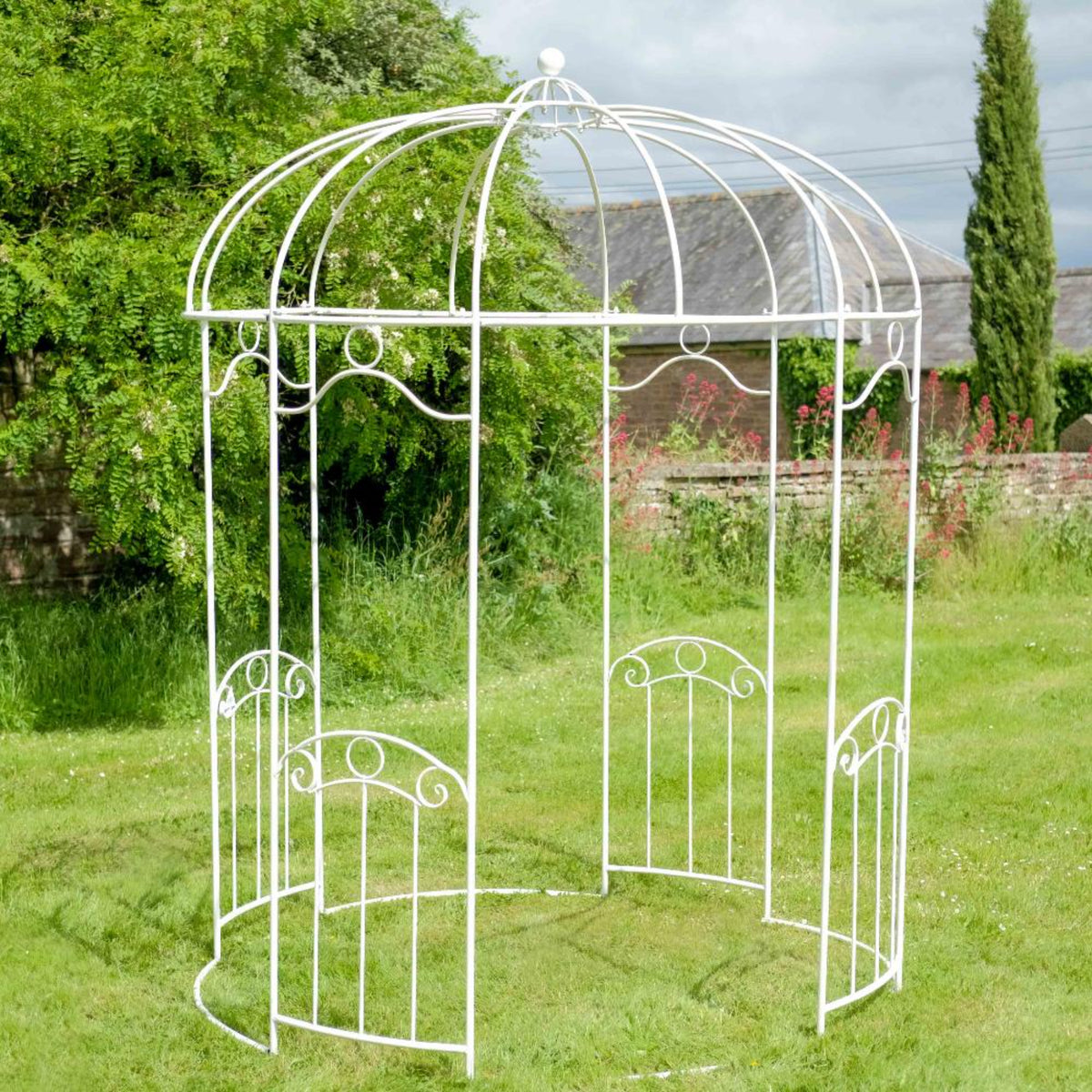 Ascalon Fleur-De-Lys Round Gazebo - Cream Gold — Outdoor Iconic