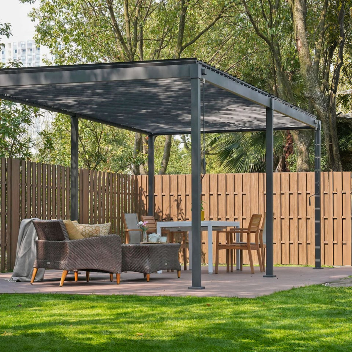Nova Shadow Pergola 6m x 3m – Graphite Grey | Waterproof Aluminium ...