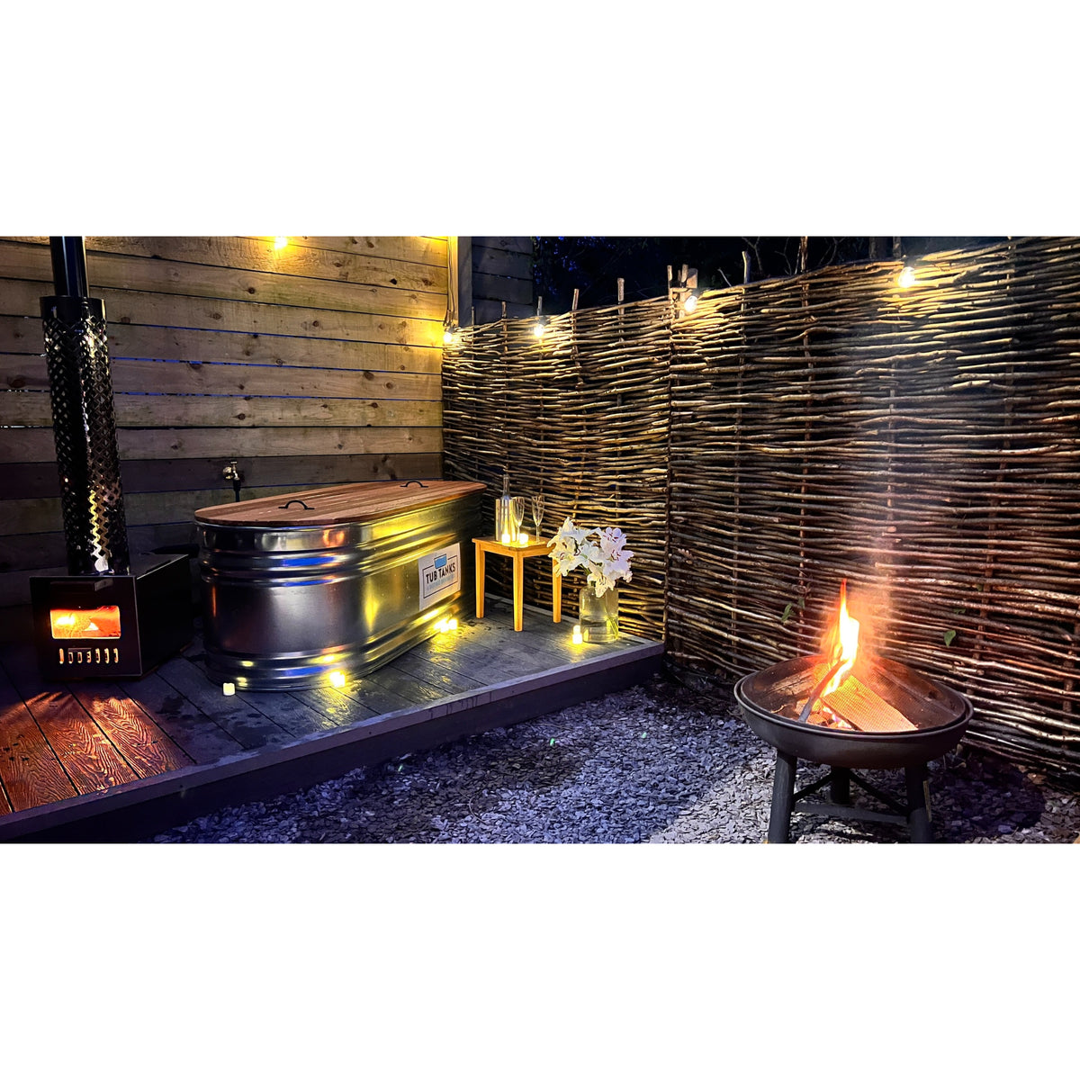 Hastings 4ft Oval Stock Tank and Wood Fired Square Heater Kit — Outdoor ...